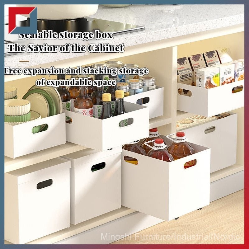 Kitchen deep cabinet drawer storage box household right angle pull-out ...