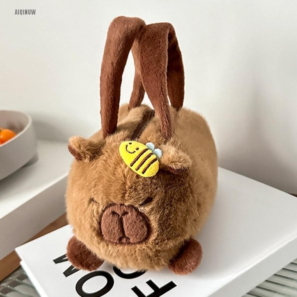 AIQINUW Capybara Plush Shoulder Bag, Large Capacity Animal Capybara ...