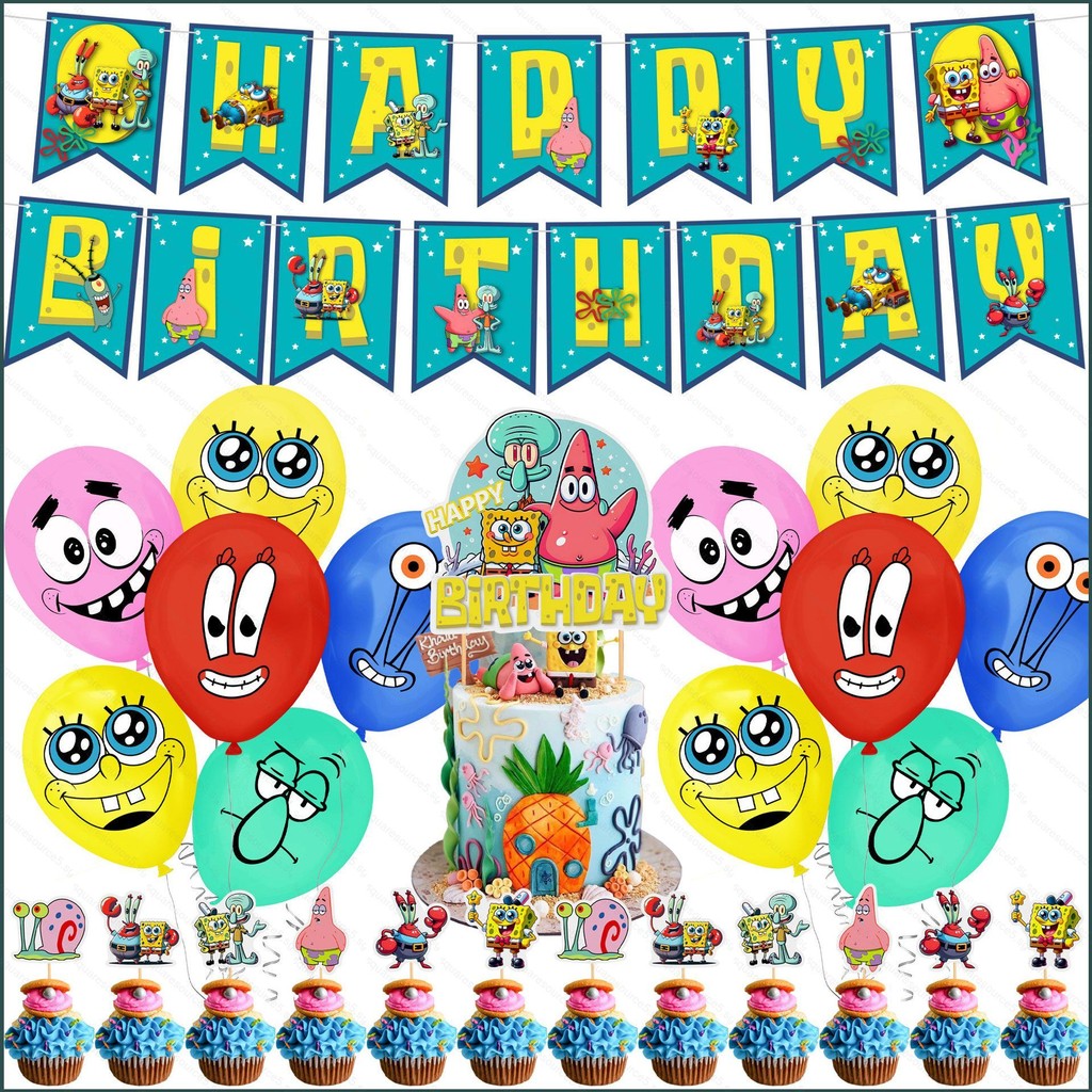 Kira SpongeBob SquarePants theme party banner balloon decoration ...
