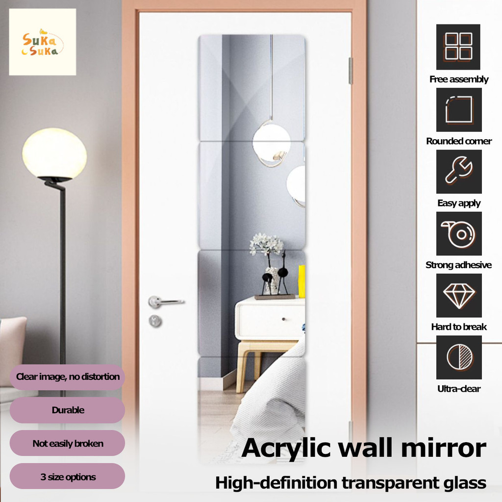 Self Adhesive Mirror Super Value Thick Acrylic Stick On Wall Mirrors ...