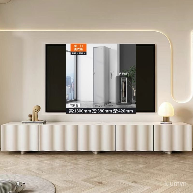 Single-Door Wardrobe Iron Locker with Lock Employee Cabinet Gym ...
