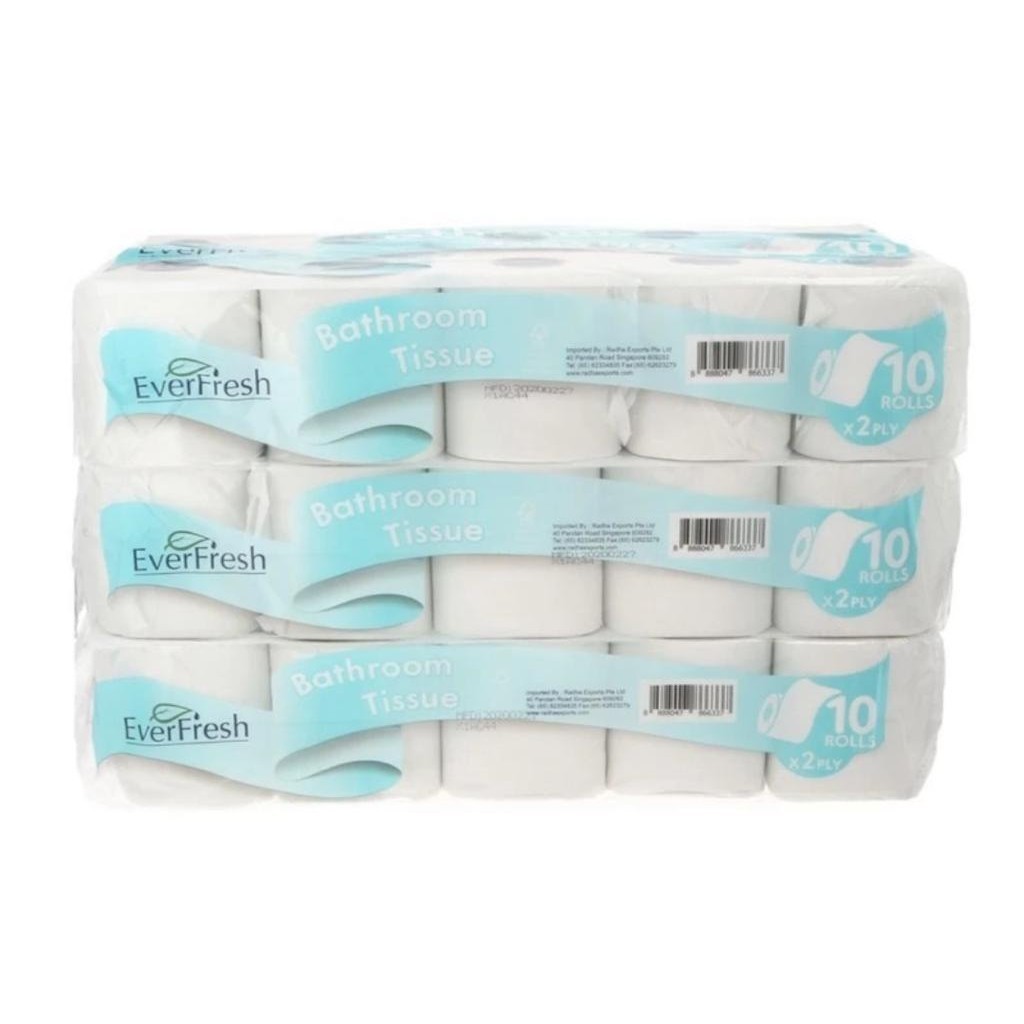 Everfresh 2 Ply 3 Packs x 10 Rolls Toilet Paper Roll Soft Biodegradable ...