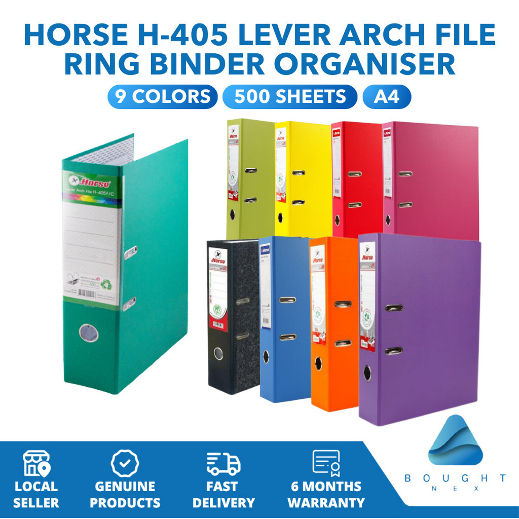 Horse H-405 Lever Arch File 3 Inch - PVC Cover, Metal Clip, 500 A4 ...
