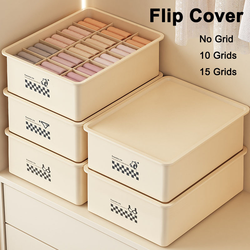 15 Grids Storage Box with Lid Bra Panties Socks Storage Box with Cover ...