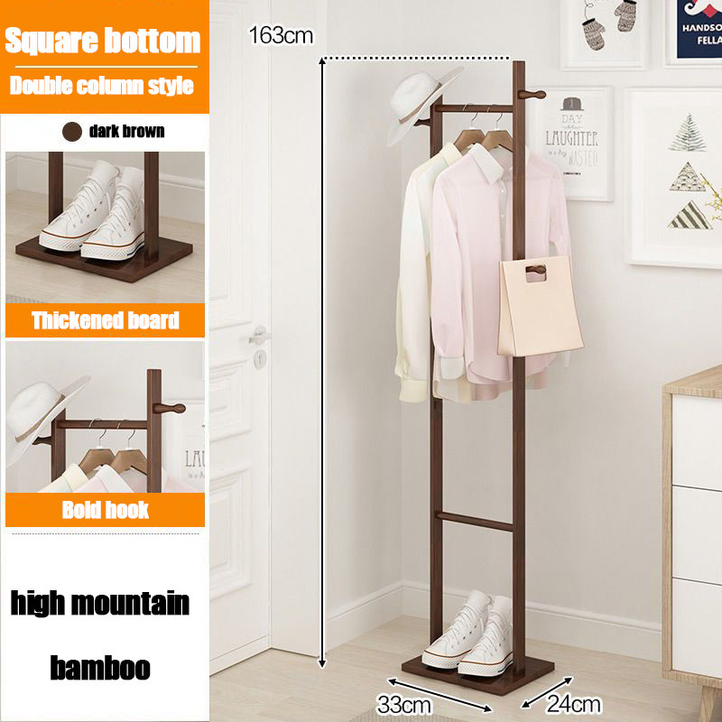 Solid Wood Coat Rack Floor-standing Clothes Rack Bedroom Room Living ...