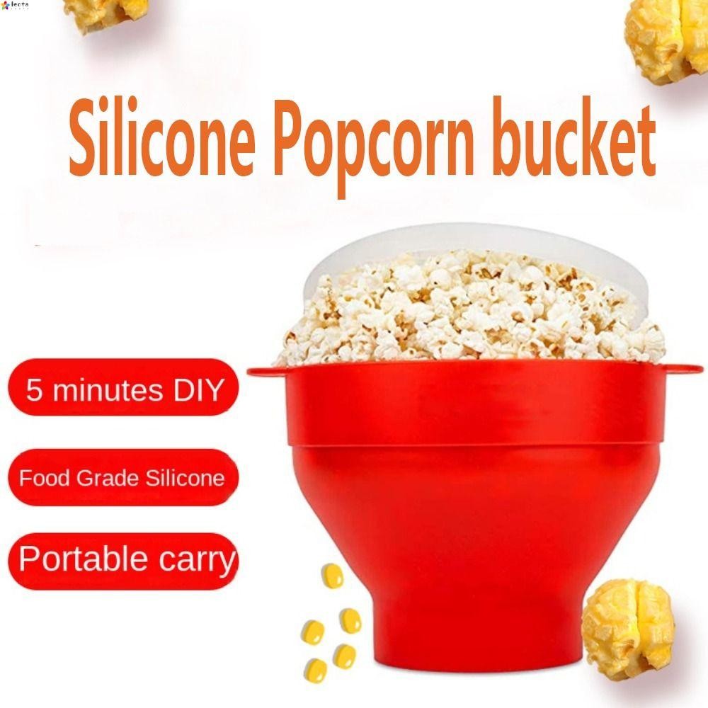 LEOTA Popcorn Maker with Lid Chips, Red Silicone Microwave Popcorn Bowl ...