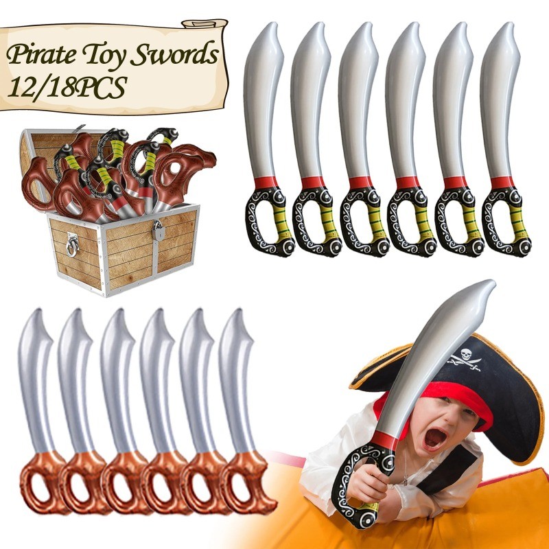 12/18PCS Pirate Birthday Party Inflatable Swords Cosplay Birthday Party ...