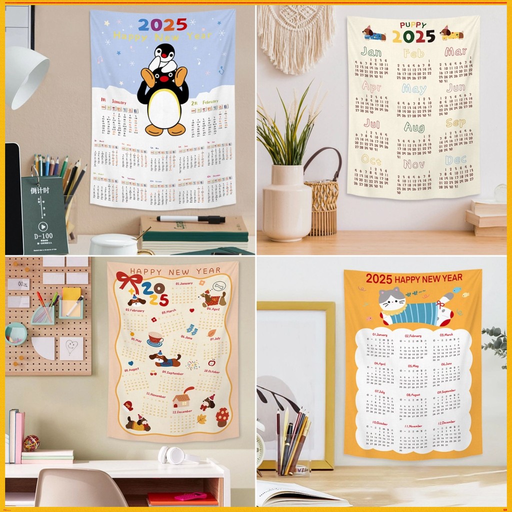 PINGU Cartoon 2025 Calendar Tapestry Ins Style Bedroom Wall Decor Cream ...