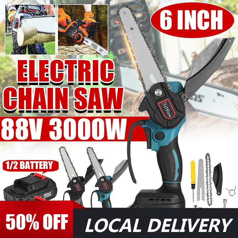 4/6/8 Inches Mini Electric Chain Saw Cordless Pruning Chainsaw ...