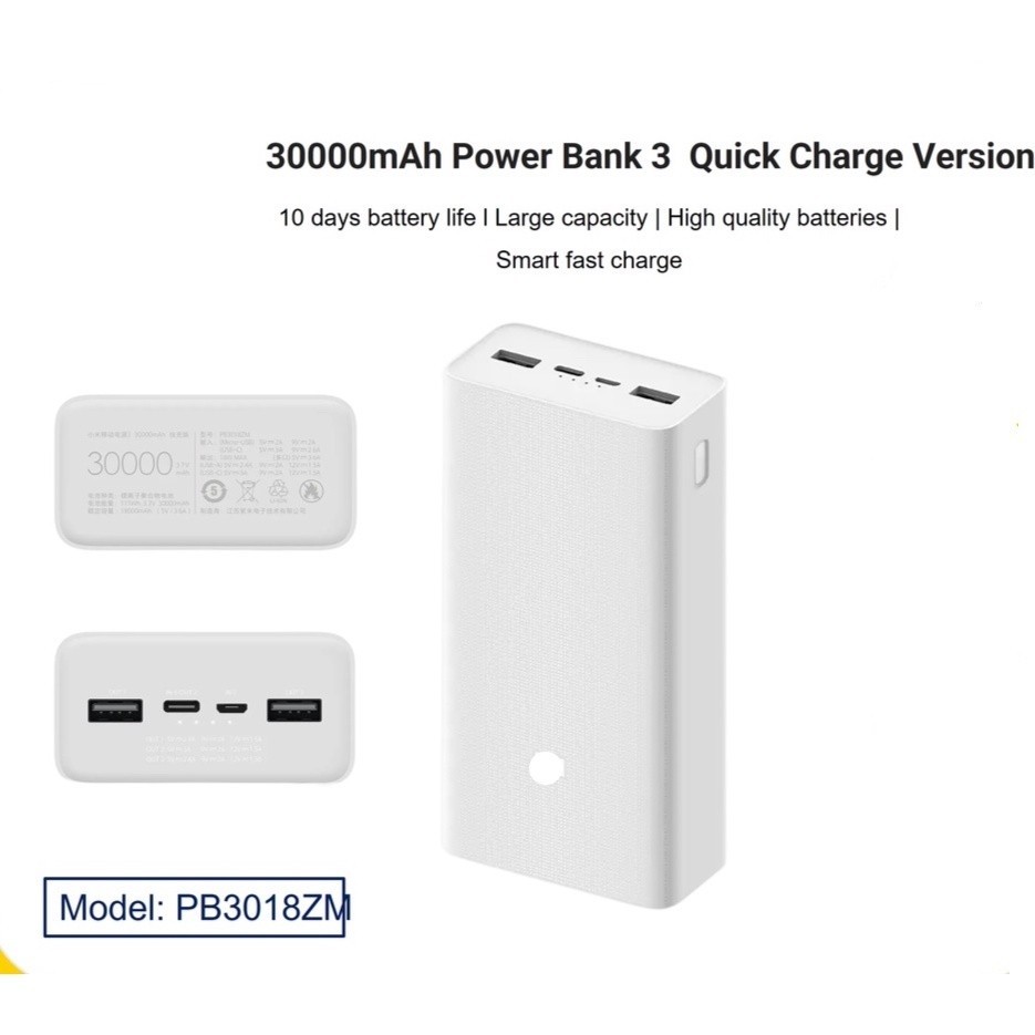 [SG STOCK] CHEAPEST Xiaomi 30000mAh Power bank 3 18W Quick Charge ...
