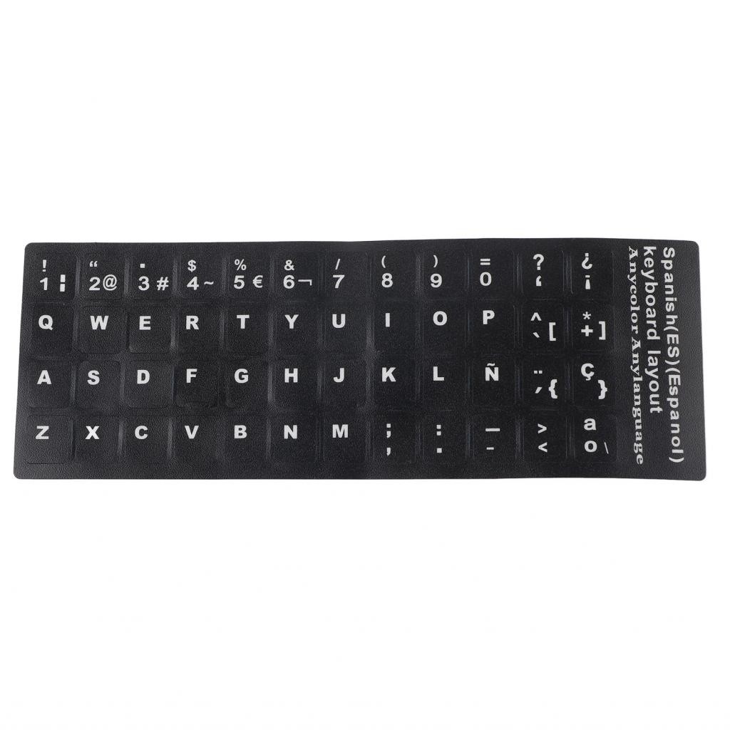 Seashorehouse Keyboard Sticker White Letter Spanish Black Background ...