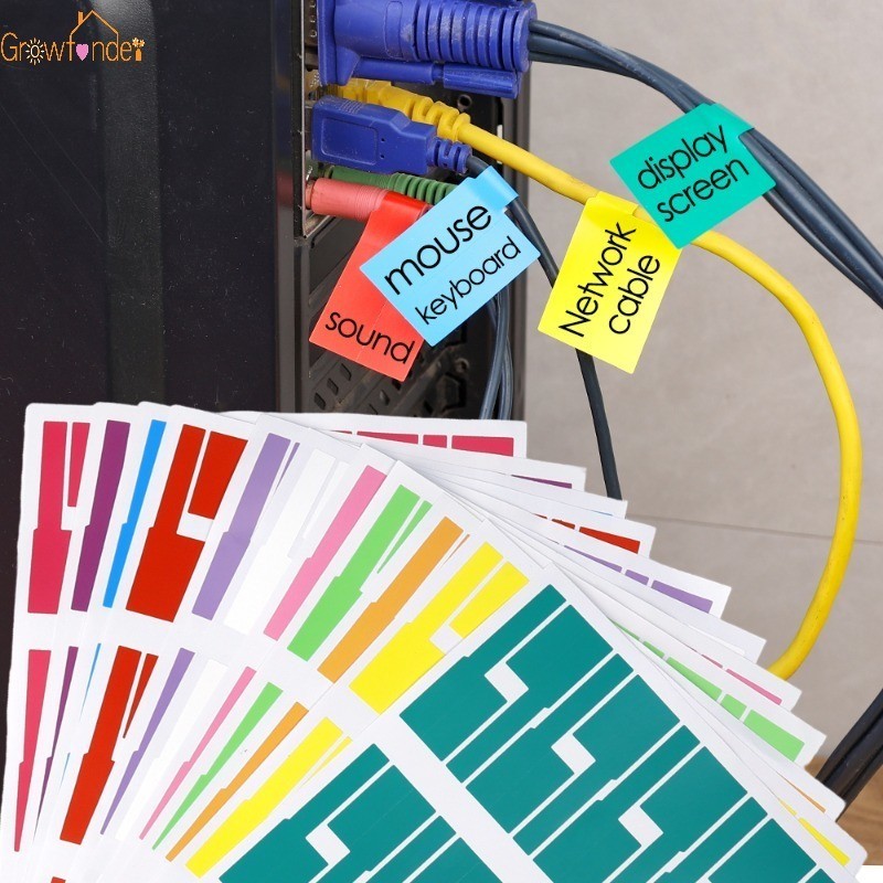 8Sheets Cable Label Sticker Waterproof Network Wire Cable Tie Marking ...