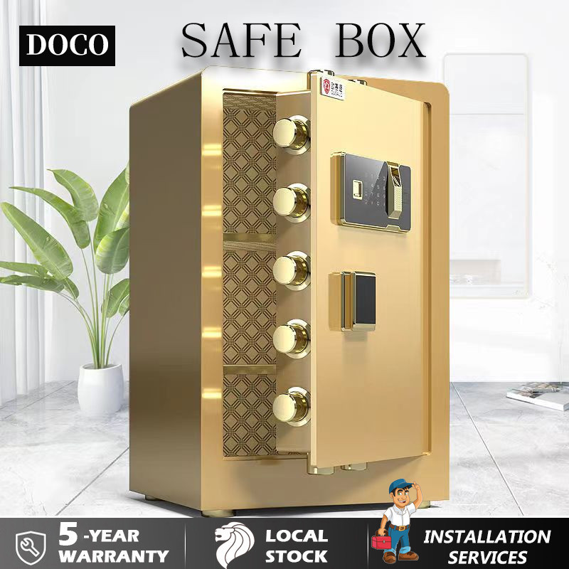 DOCO Safe Box Fingerprint Home Password Office Safe Deposit Box Small ...