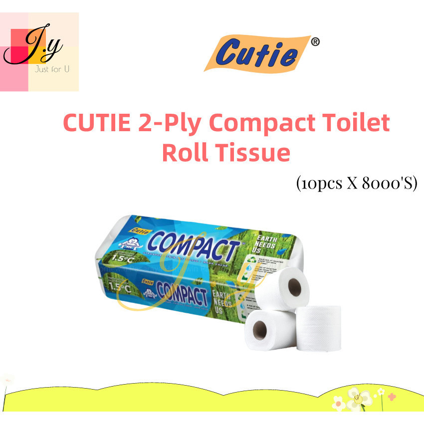 CUTIE 2-Ply Compact Toilet Roll Tissue (10pcs X 8000'S) | Shopee Singapore
