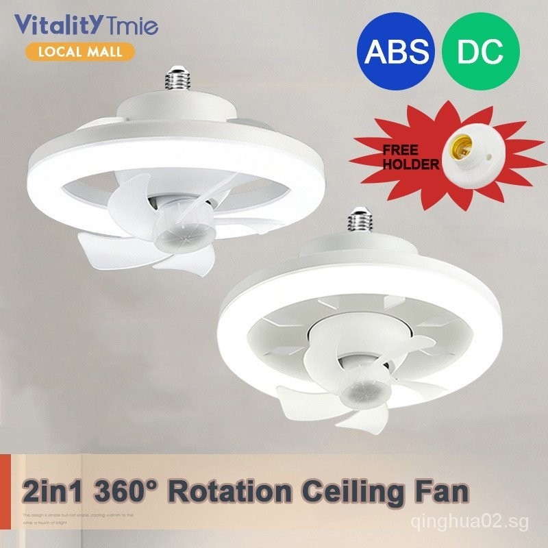 [FREE Holder]2in1 360° Rotation Ceiling Fan With Light E27 Exhaust Fan ...