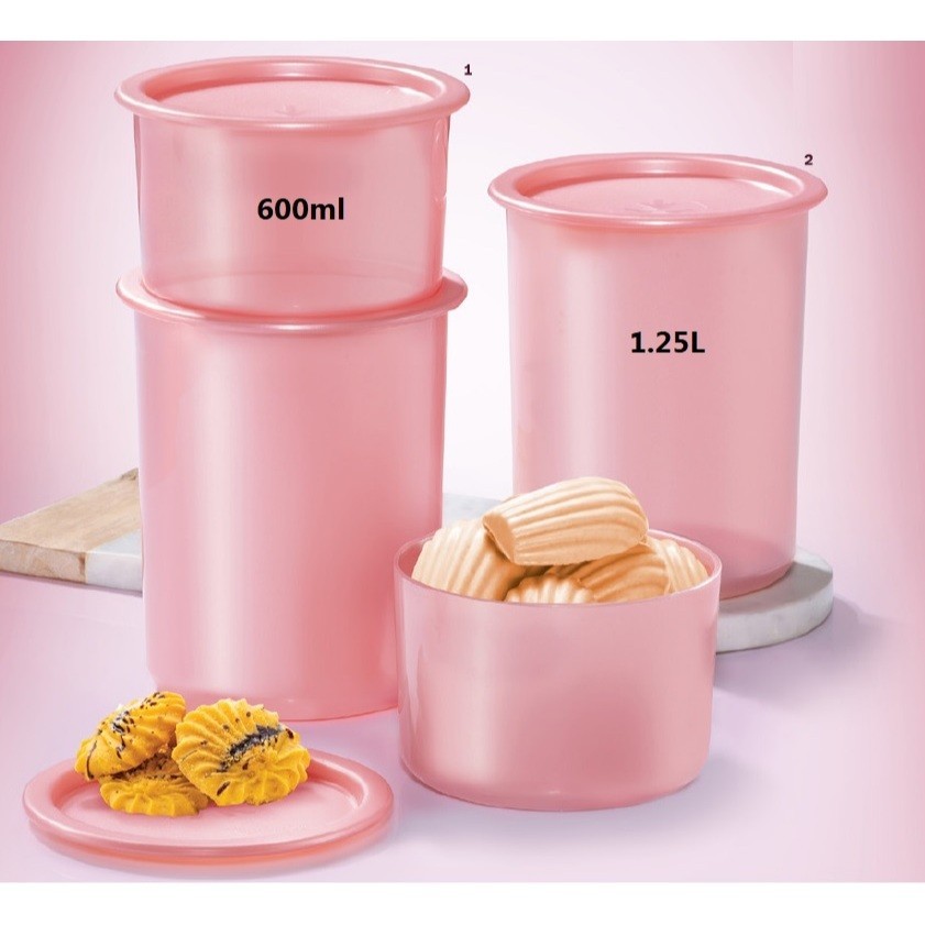 Tupperware One Touch 600m & 1.25L Used Middle Press Airtight Food ...