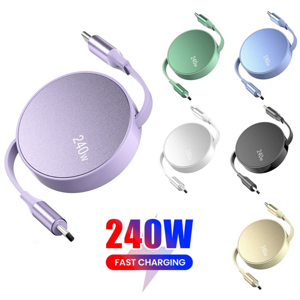 240W PD C To C Fast Charge Dual-head Type C Retractable Data Charging ...