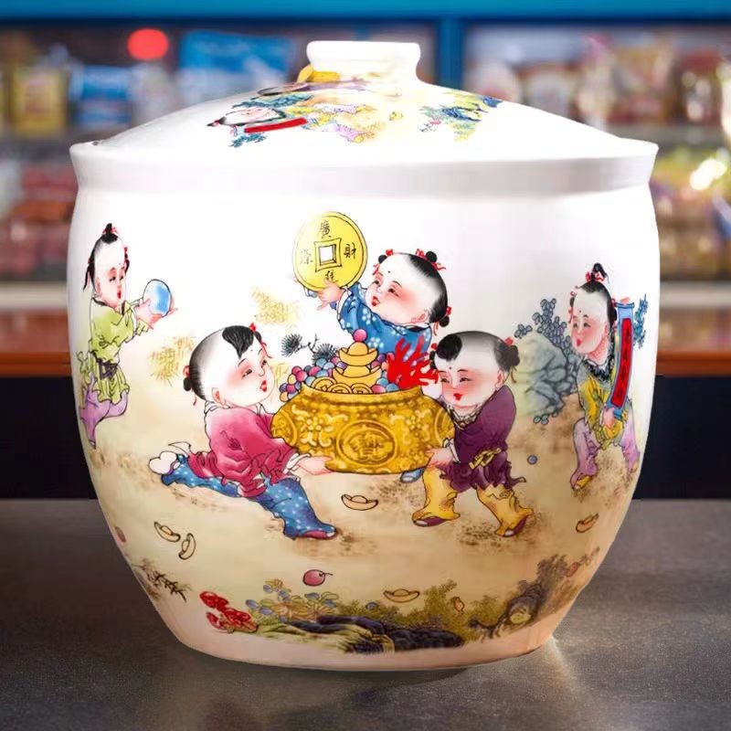 [48H Shipping] Ceramic Rice Jar with Lid, Rice Storage Container ...