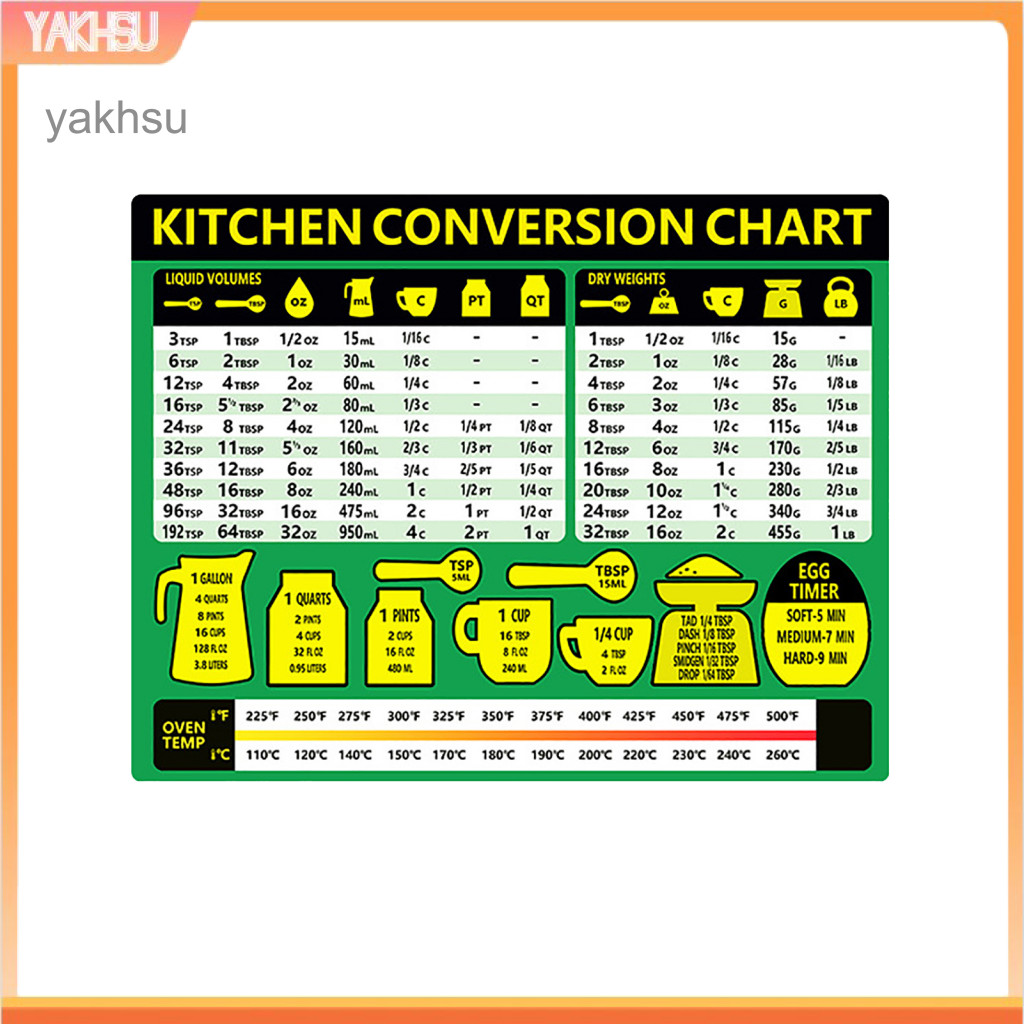 yakhsu| Magnetic Kitchen Conversion Chart Baking Conversion Chart Kitchen Conversion Chart ...
