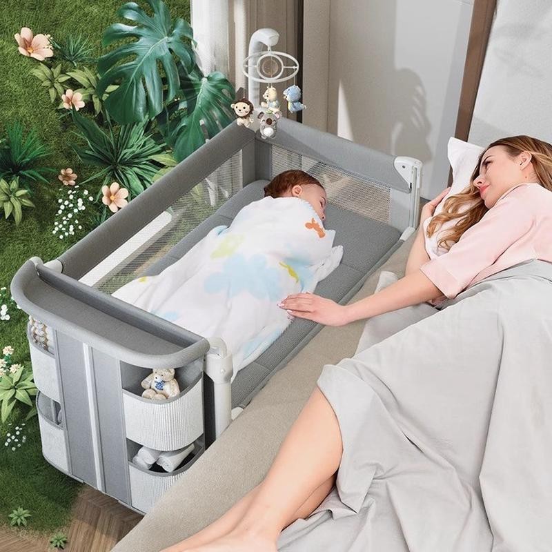 Kudou Ding Baby Crib Foldable Splicing Large Bed Portable Bed Movable Newborn Baby Crib Diaper ...