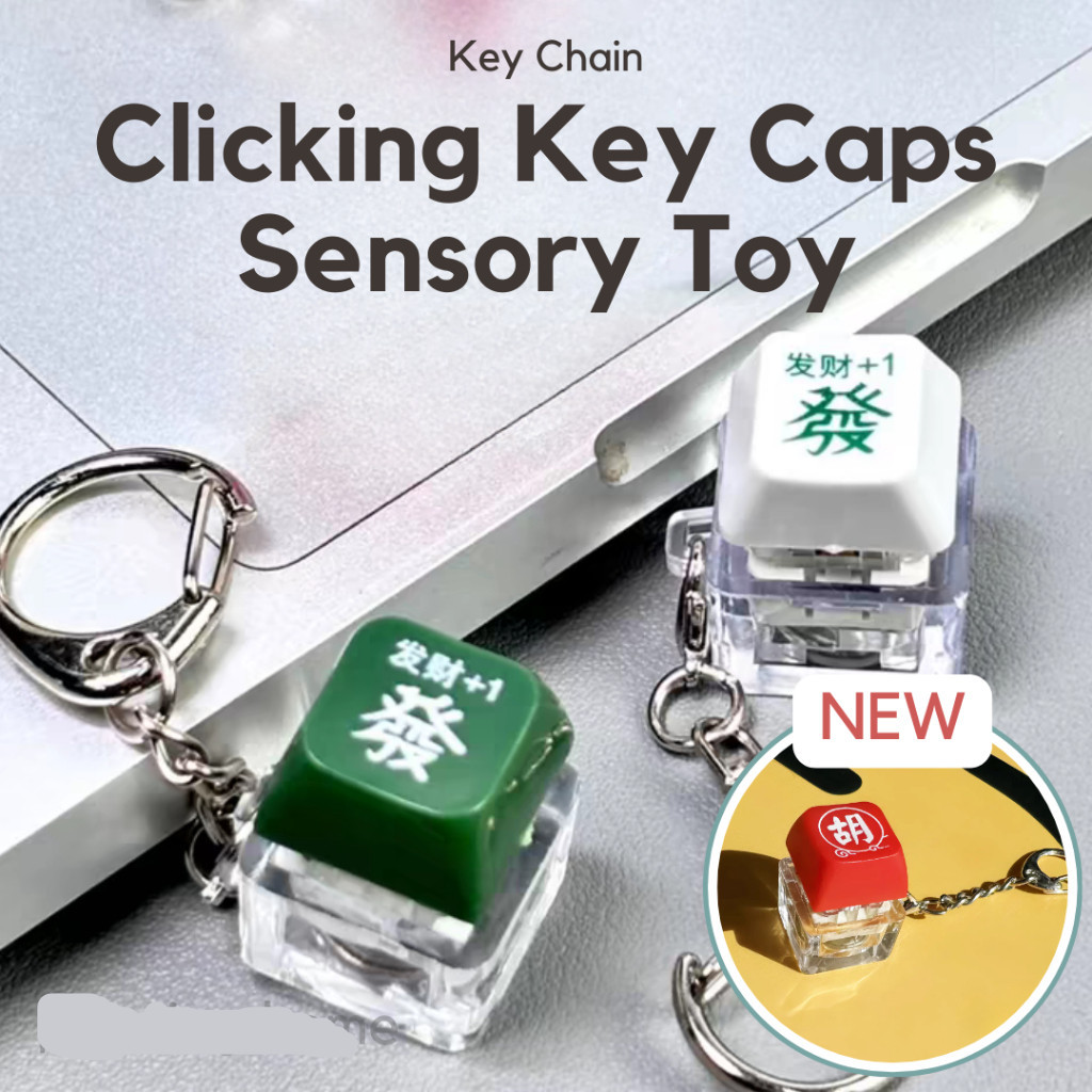 [SG Stock] Mahjong Key Cap Keychain ASMR Fidget Clicker Tactile Toy Hu ...
