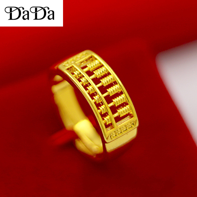 dada jewelry pure 916 gold ring lucky abacus open ring men's and women ...