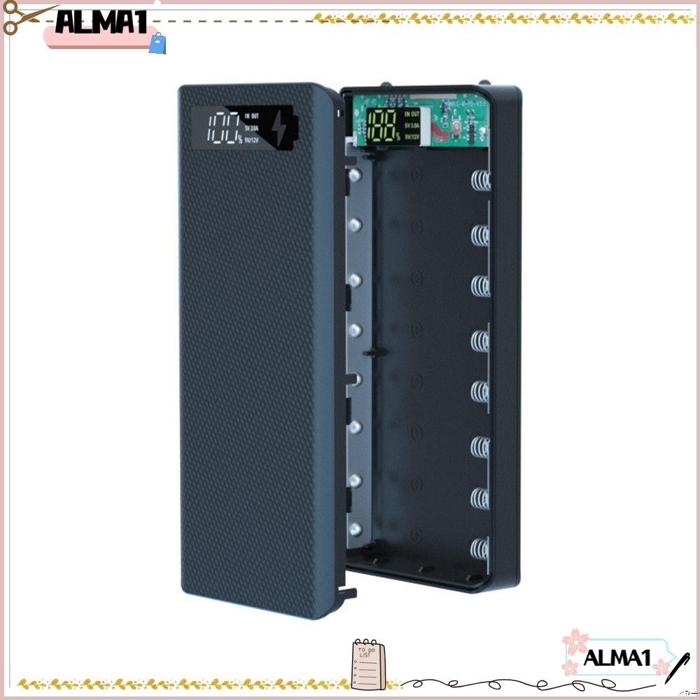 ALMA 8×18650 Batteries Power Bank Case No Welding Dual USB LCD Displays ...