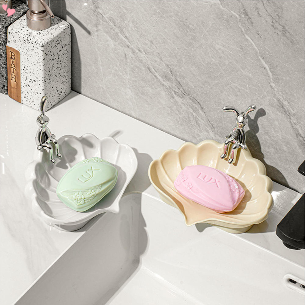 Shell Shape Creative Cute Fun Draining Soap Box Ceramic Soap Dish Self ...