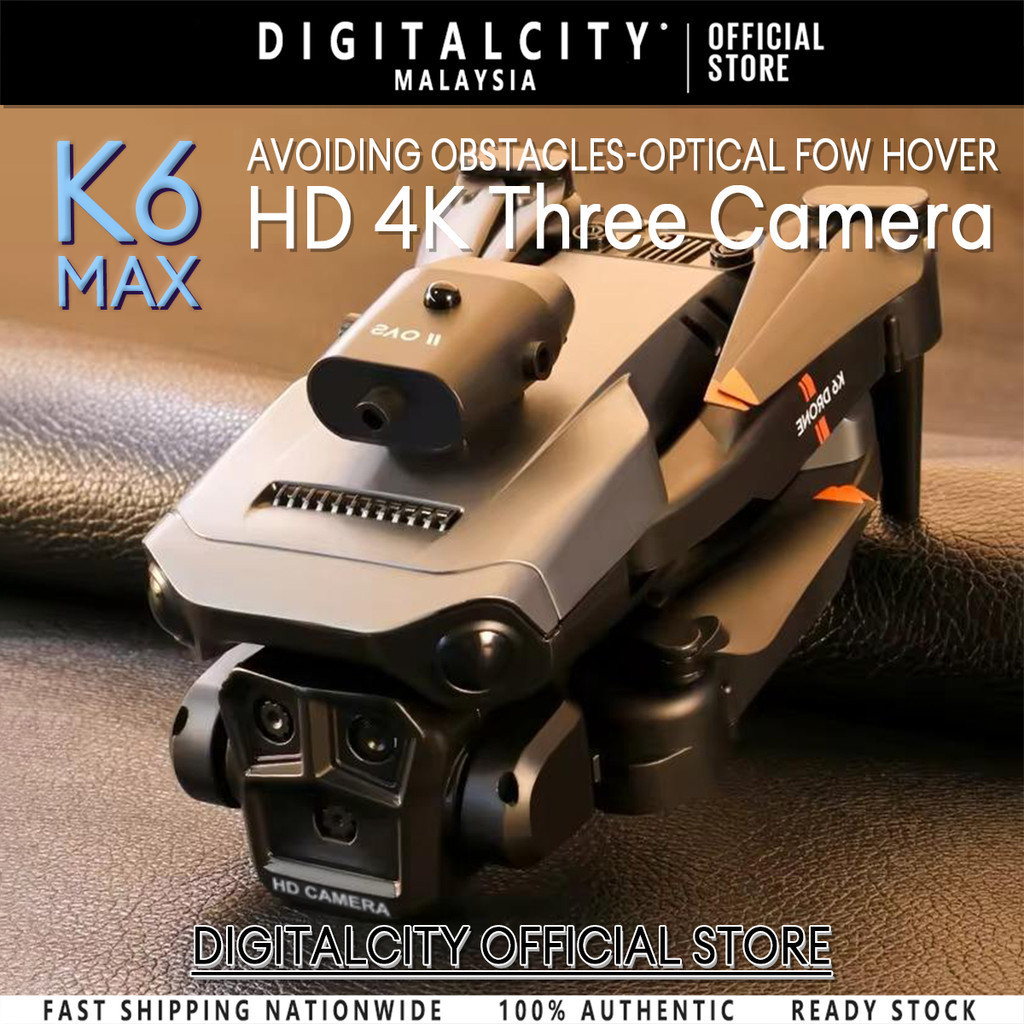 K6 MAX Three 4K Camera With Drones Obstacle Avoidance HD RC Drone Foldable Remote Control Dron ...