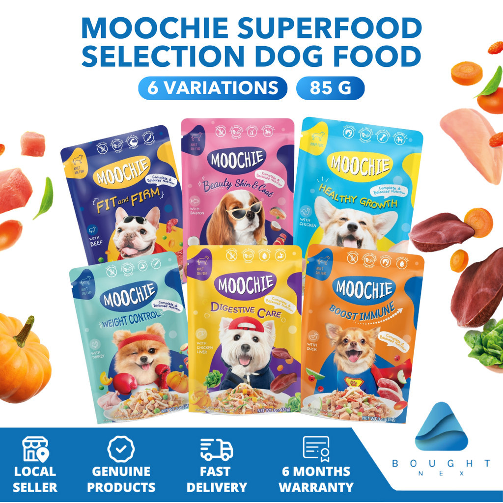 Moochie Superfood Selection Dog Food 85g/120g - Complete & Balanced ...