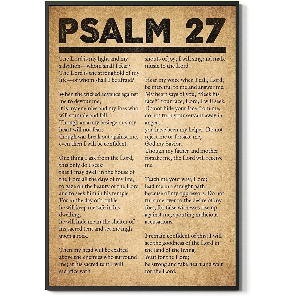 Psalm 27 Bible Poster Psalm Wall Art Print Christian Scripture Verse ...