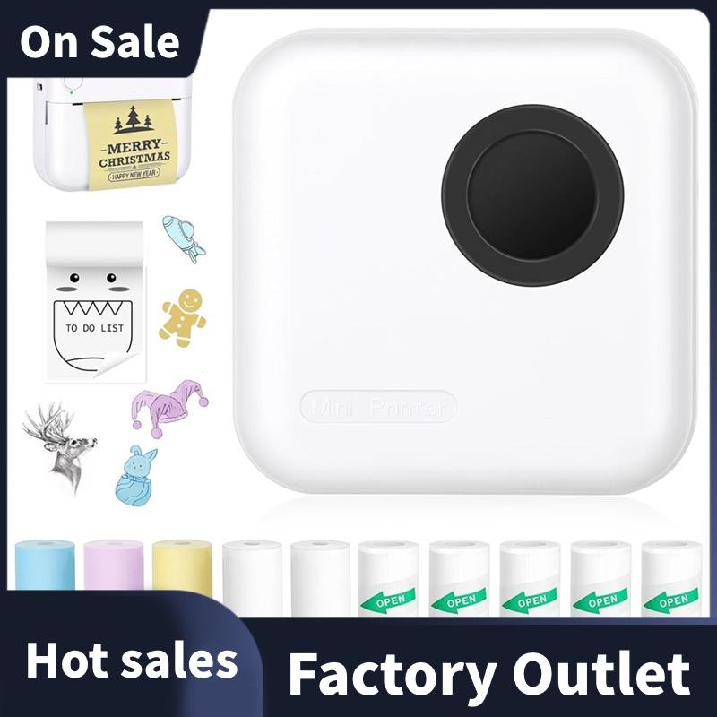 Mini Sticker Printer Bluetooth Thermal Printer with 10 Rolls Papers and ...