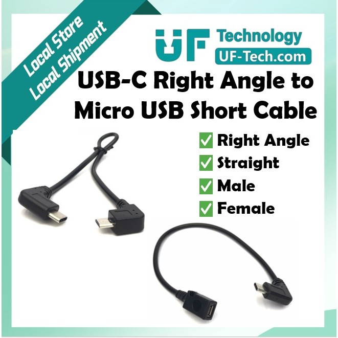 UFTECH USB Type C Male Right Angle to Micro USB Male/Female Right Angle ...