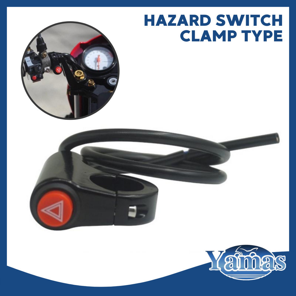 MOTORCYCLE HANDLE BAR HAZARD SWITCH CLAMP TYPE ON/OFF SIGNAL FLASHER ...