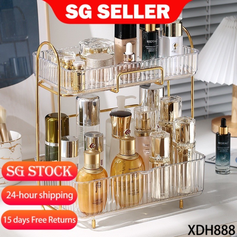 Makeup organizer【SG stock】Light Luxury makeup organiser Double Layer ...