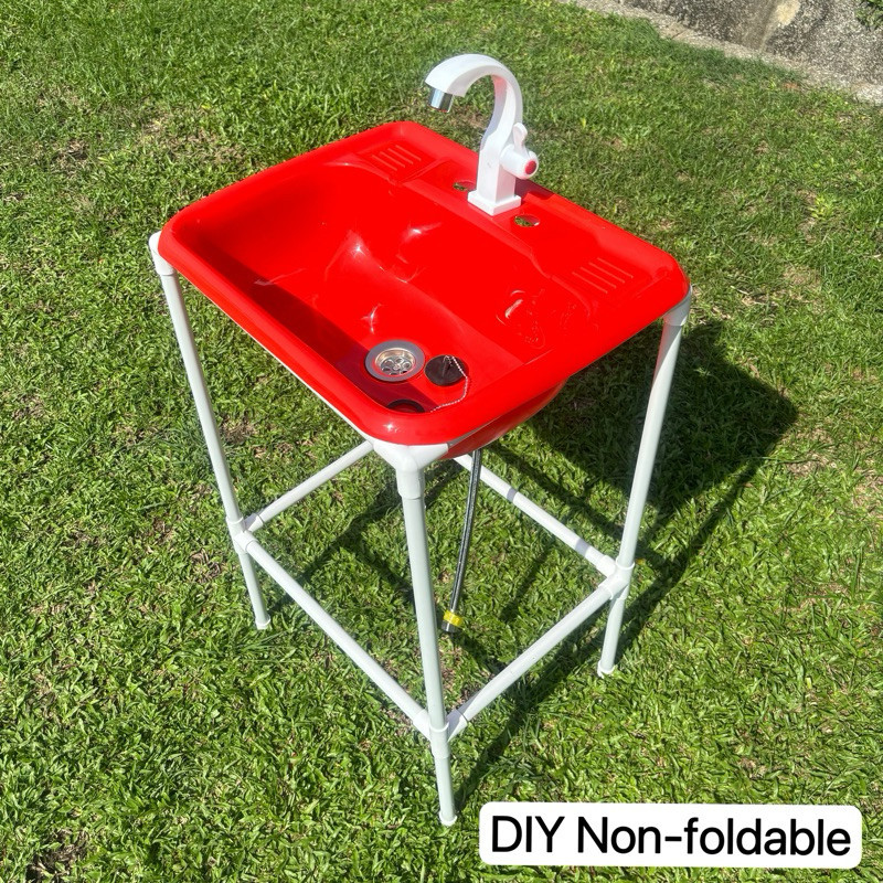 Plastic Basin with DIY Stand Non Foldable / Sinki Plastik Rack Sink Rak ...