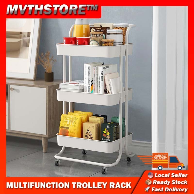 Multipurpose Trolley Rack, Movable Shelves With Elbow Handrail Rack ...