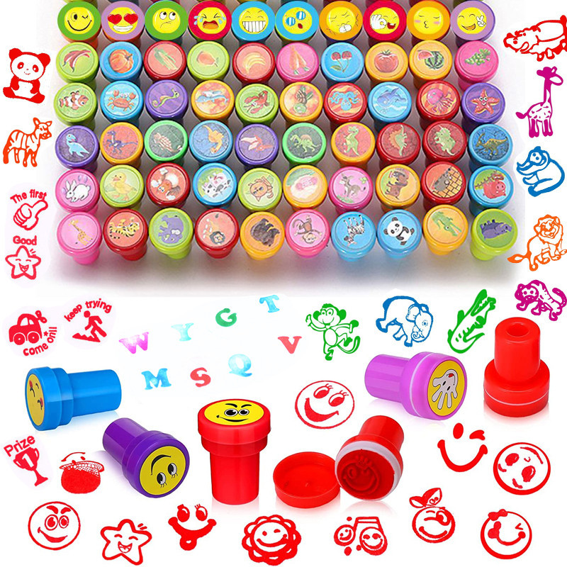 10PCS Cartoon Self-ink Stamps Toys Kids Birthday Party Favor Guest ...