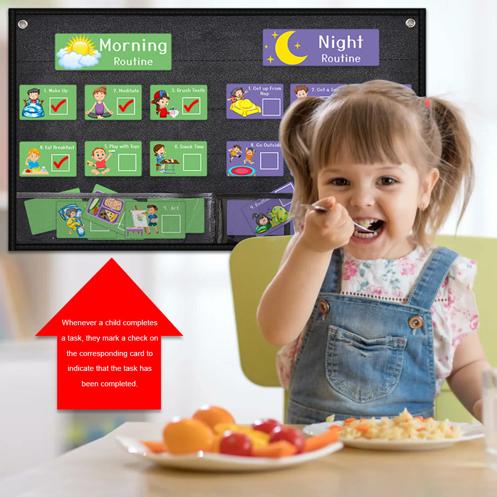 Chores Chart For Kids Morning Night Routine Chart For Boys Girls ...