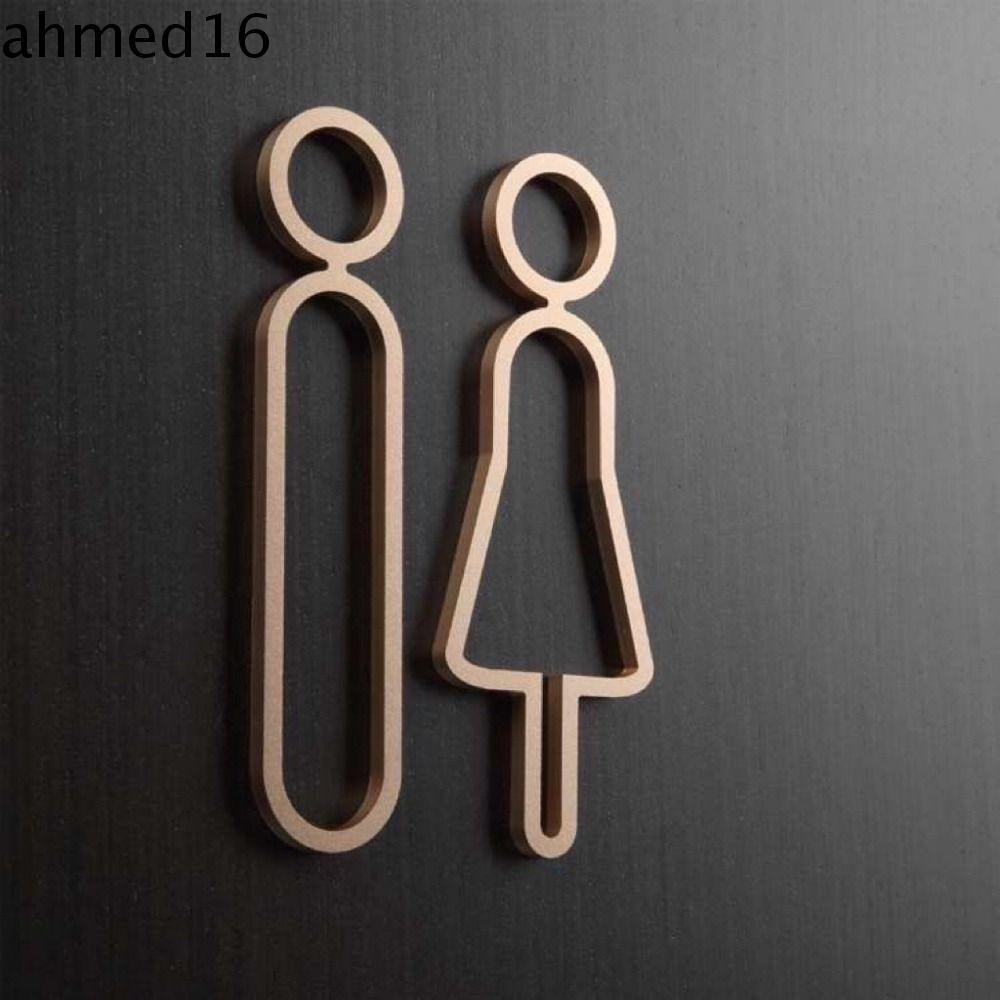 AHMED Washroom Sign Plate Set, Acrylic Black Gold Men Women Toilet ...
