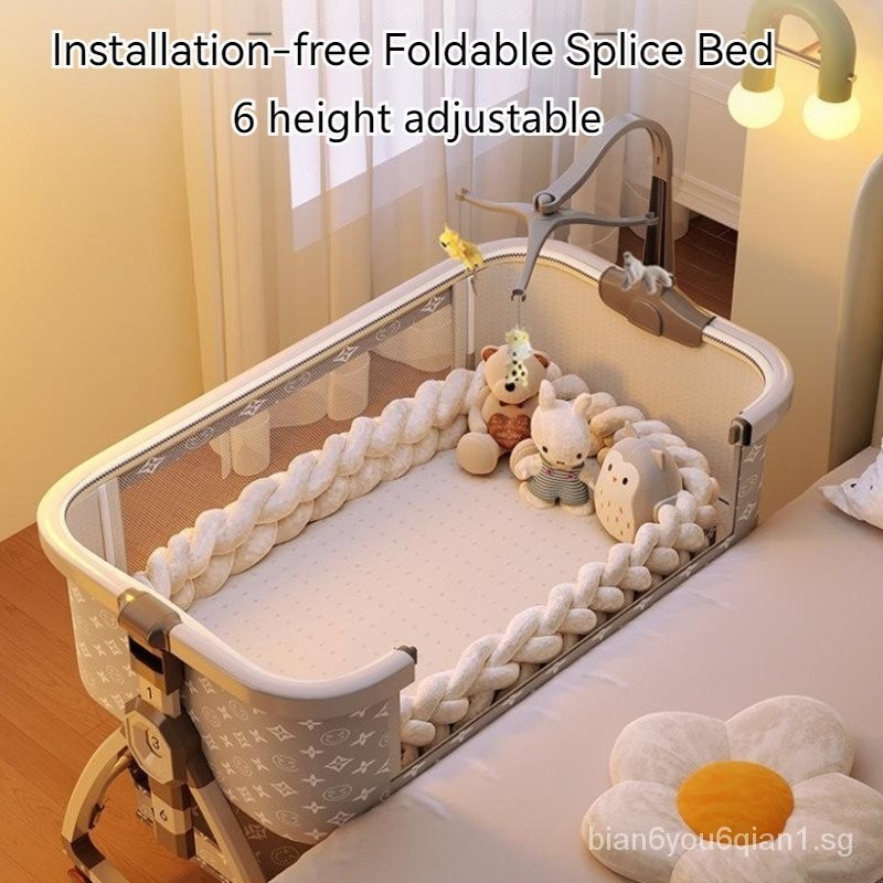 Baby Cot Crib Multifunctional Liftable Mobile With Mosquito Net Baby ...