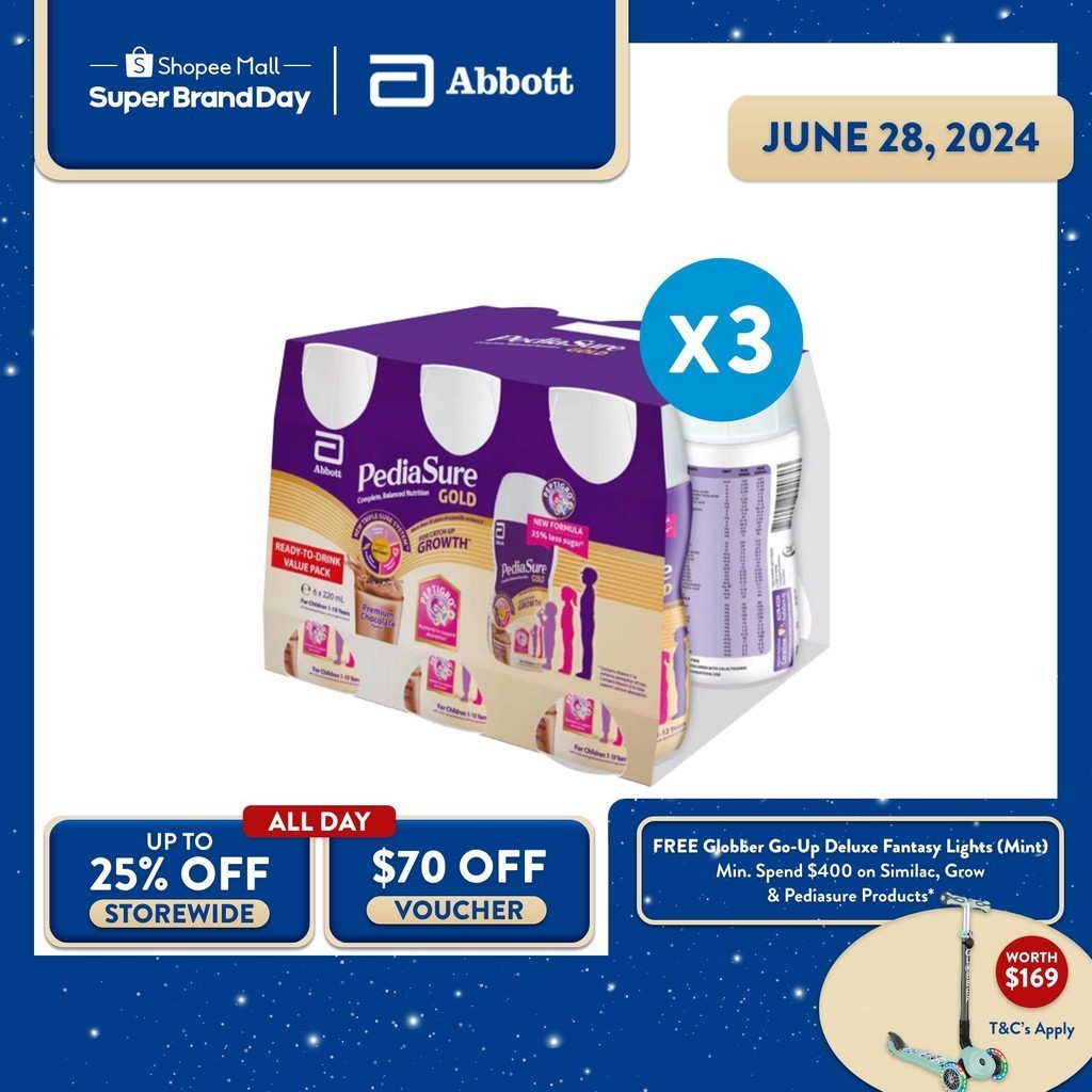 [Bundle of 3] PediaSure® Gold with PeptiGroᵀᴹ Ready-to-Drink (RTD ...