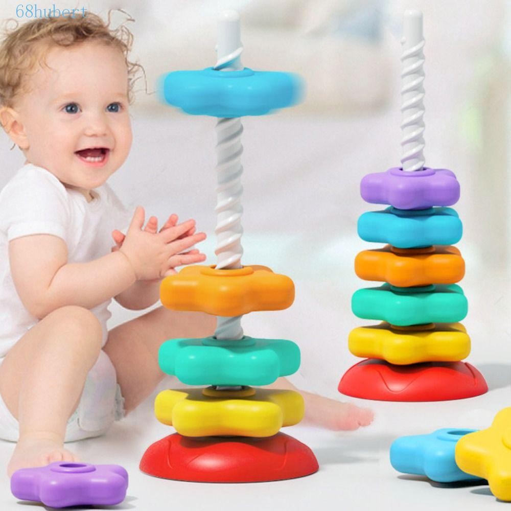 HUBERT Rotating Rainbow Tower, Irregular Square Montessori Toy Rotating ...