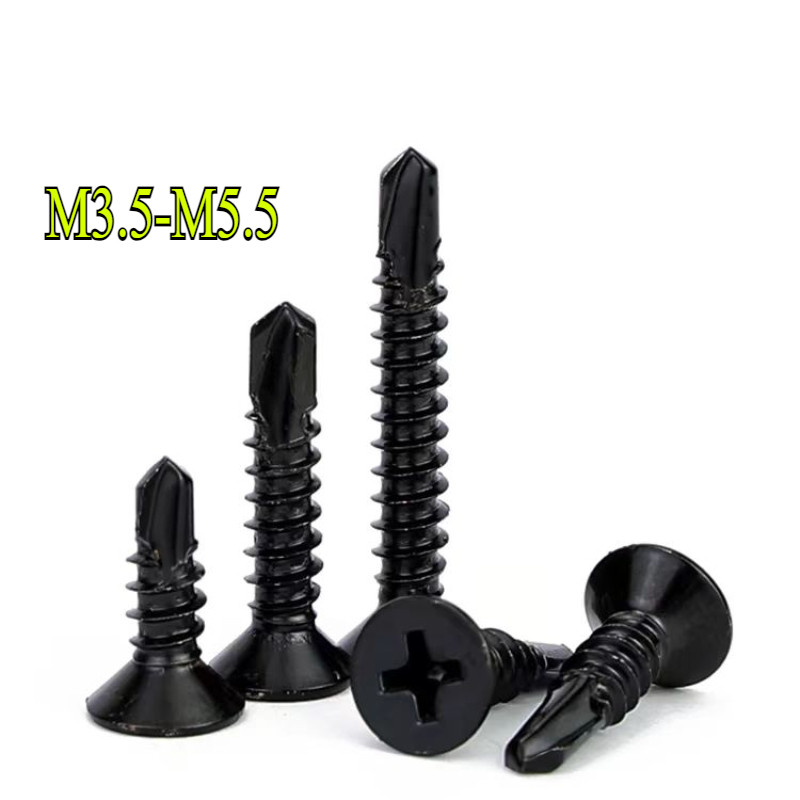 [XNY] Black 410 Stainless Steel Phillips Countersunk Head Drill Tail Screw Self-Tapping Self ...