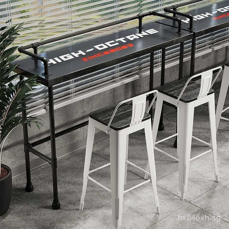 Solid Wood Bar Table Bar Counter Table and Chair Set for Milk Tea Shop ...