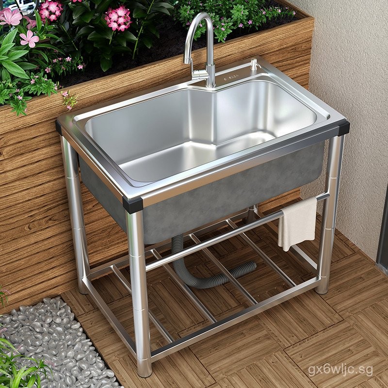 Balcony Sink304Stainless Steel Balcony Floor-standing Wash Basin ...