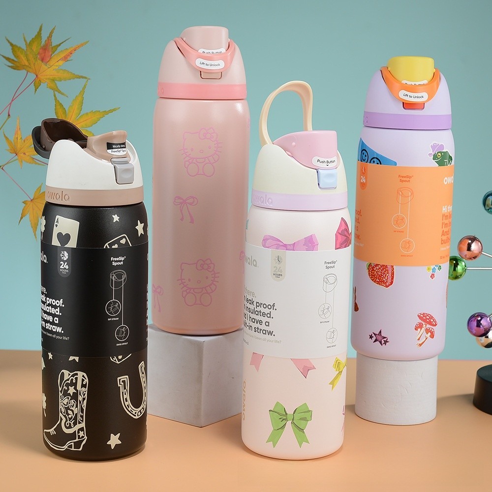 NewKT Cat Owala Insulated Water Bottle 304 Portable thermos Outdoor ...