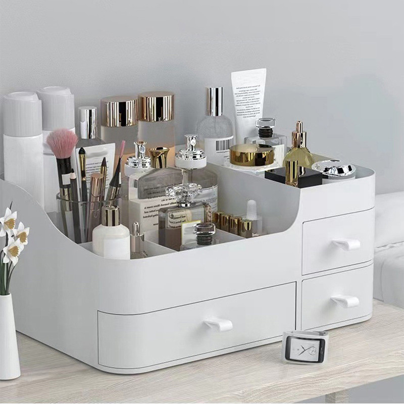 Drawer style cosmetic storage box large size desktop plastic skincare ...