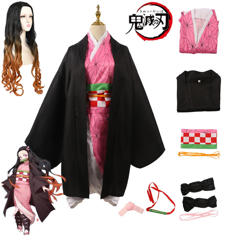 Anime Demon Slayer Kamado Nezuko Cosplay Costume for Kids Girl Nezuko ...