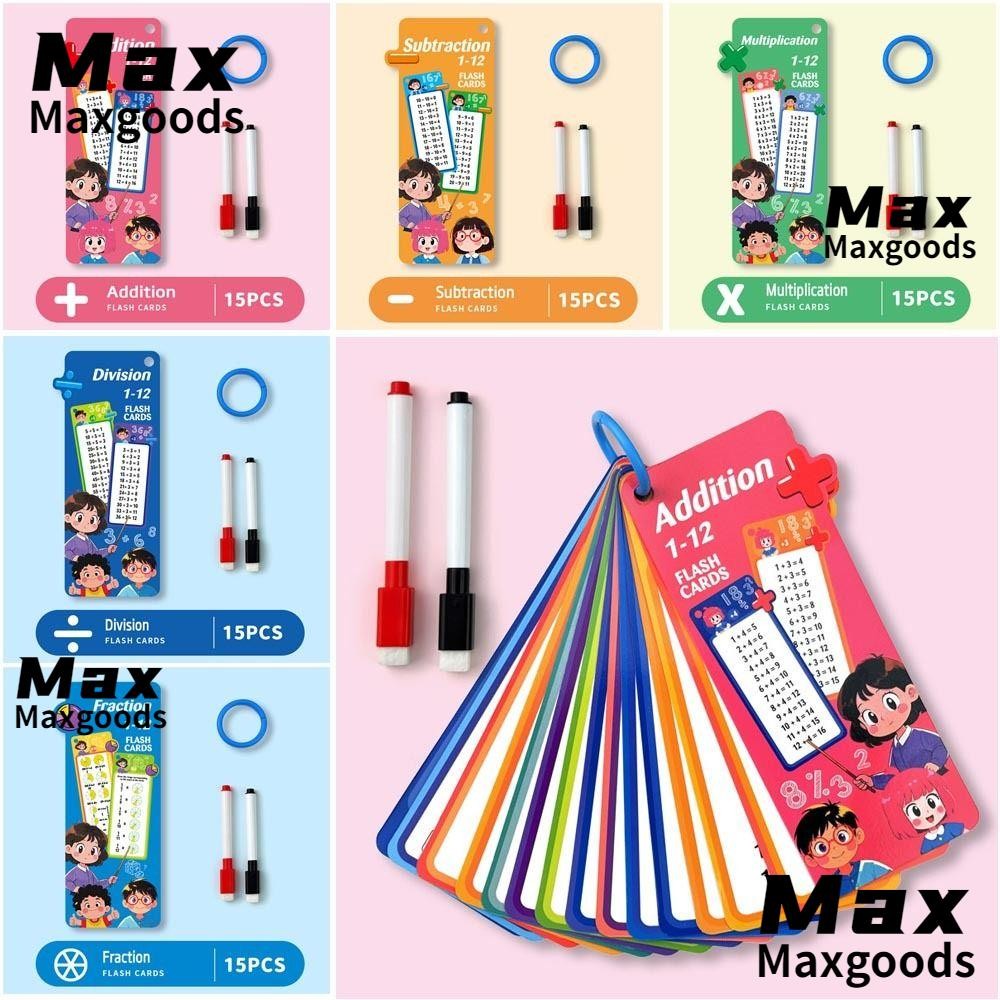 MAXG 15PCS Learning Flashcards, Erasable Practice Cards Mathematical ...